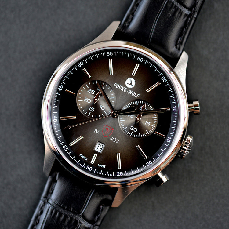 Würger Black (Interceptor) Men's Aviation Watch – Focke-Wulf Watches